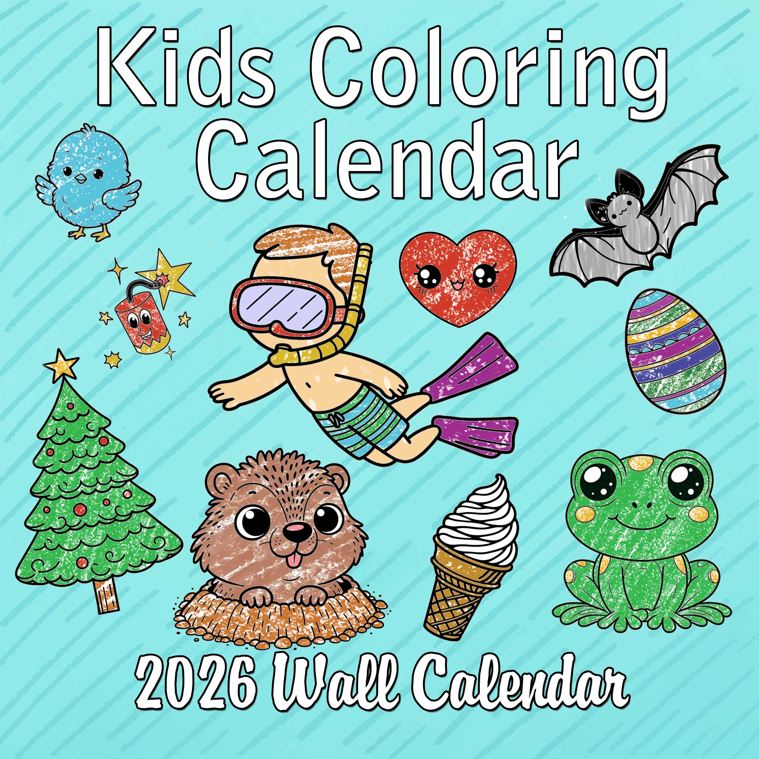 2026 Coloring Calendar Monthly Wall Calendar for Kids | 12" x 24" | Co ...